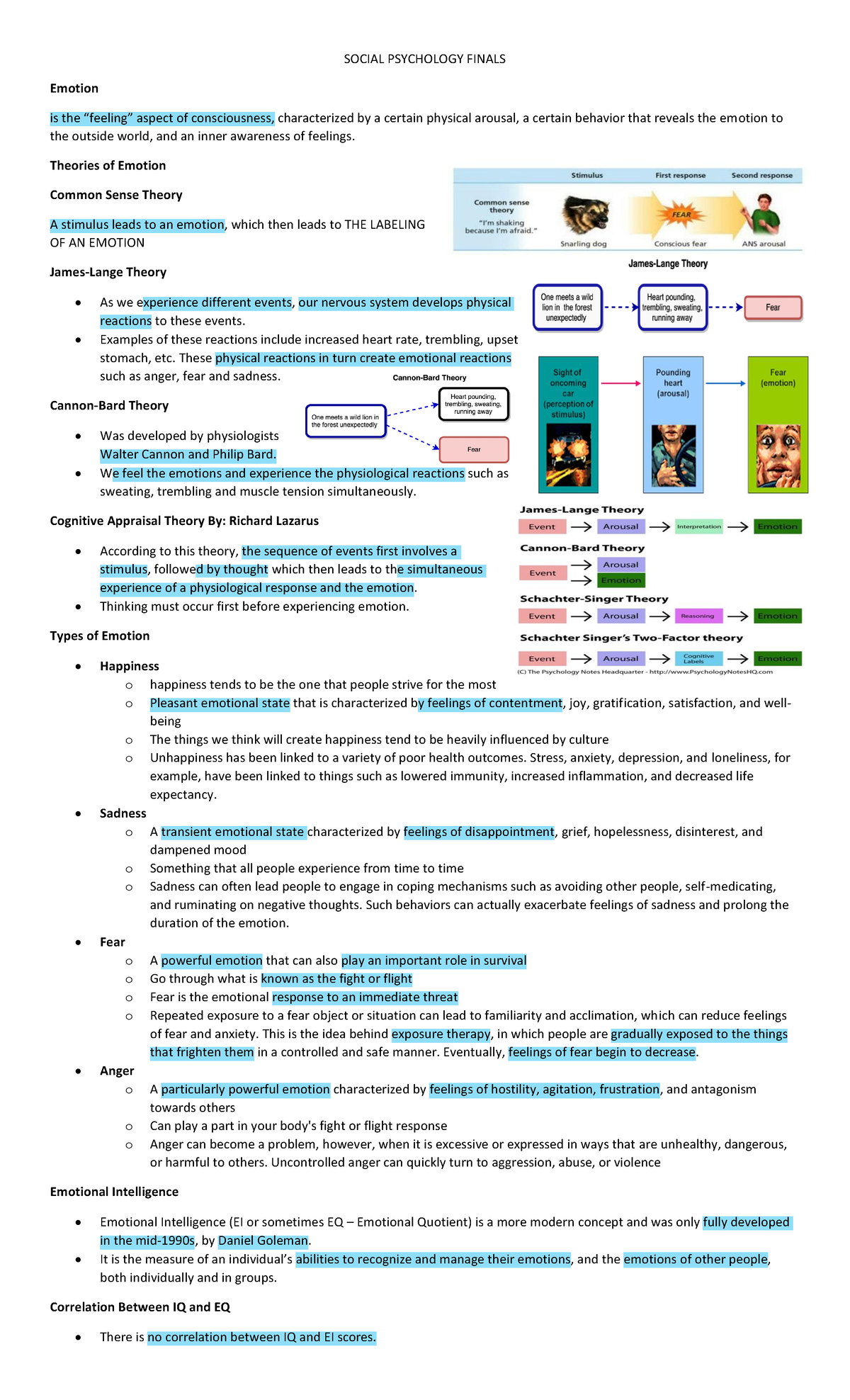 Social- Psychology- Finals - SOCIAL PSYCHOLOGY FINALS Emotion is the ...