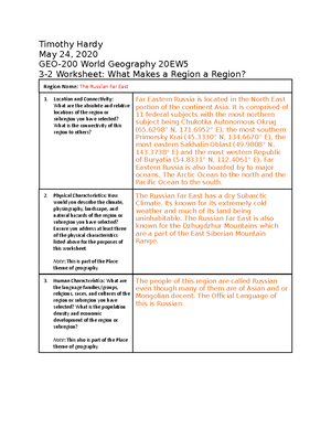 5-2 Worksheet Week 5 World Geography - Timothy Hardy June 7, 2020 GEO ...
