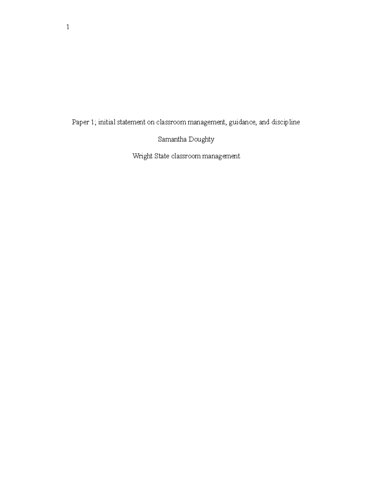 Paper 1-3 - classroom work - 1 Paper 1; initial statement on classroom ...