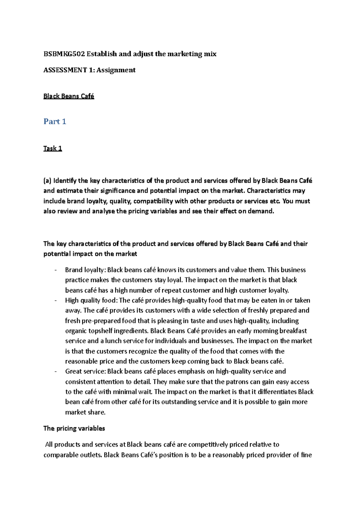 Assignment (502) - 502 - BSBMKG502 Establish and adjust the marketing ...