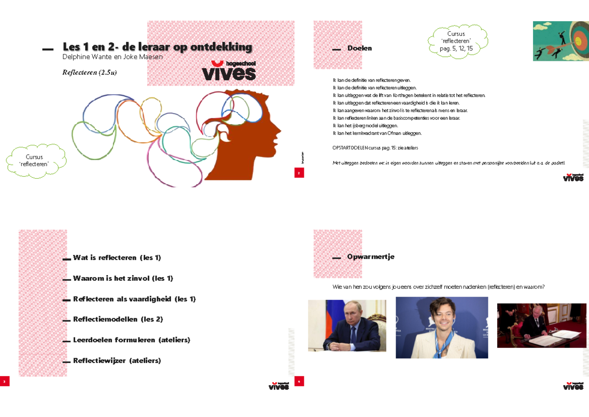 Les 1 & 2 - ppt met samenvattingen uit de les - Les 1 en 2- de leraar op ontdekking Reflecteren ...