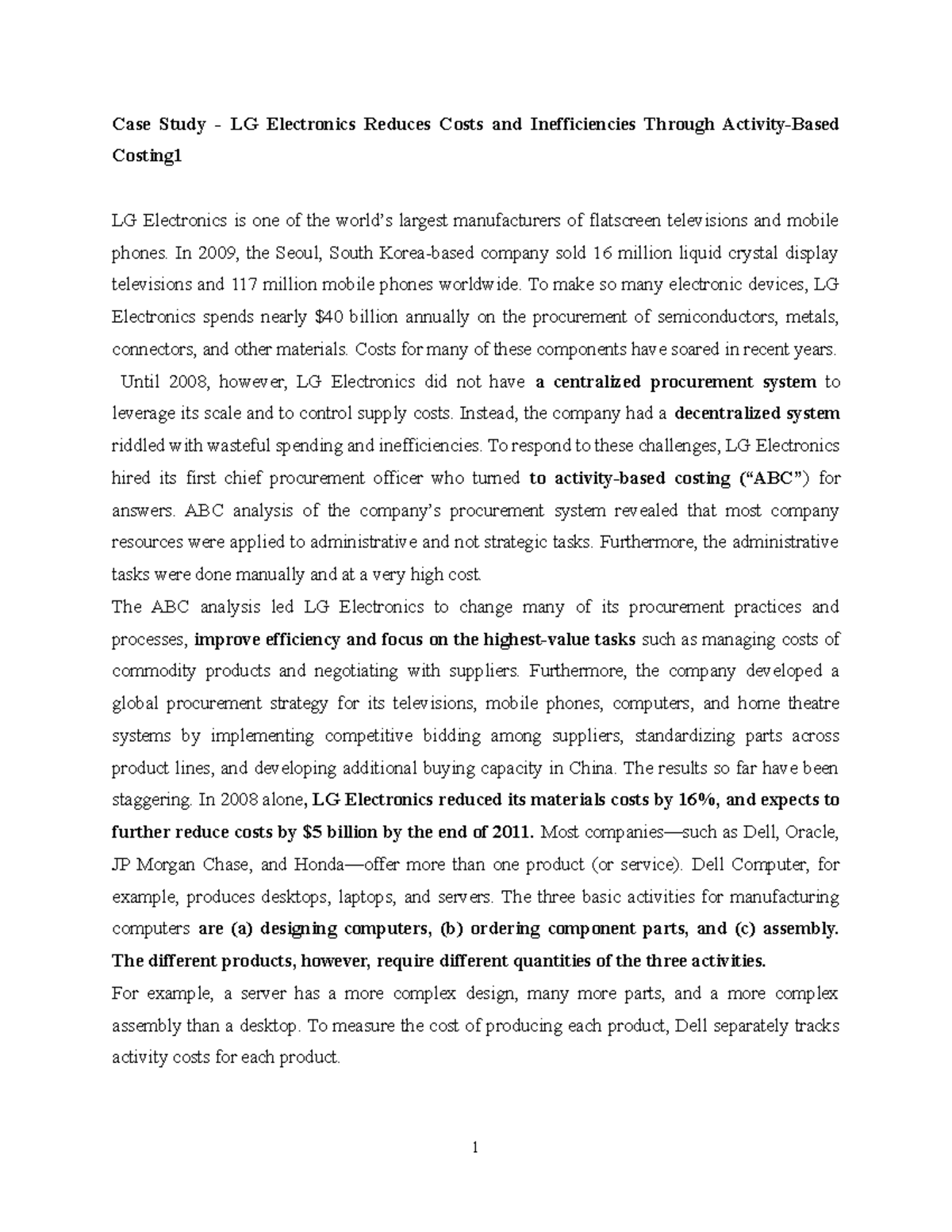 Case Study Finpt - Case Study - LG Electronics Reduces Costs and ...