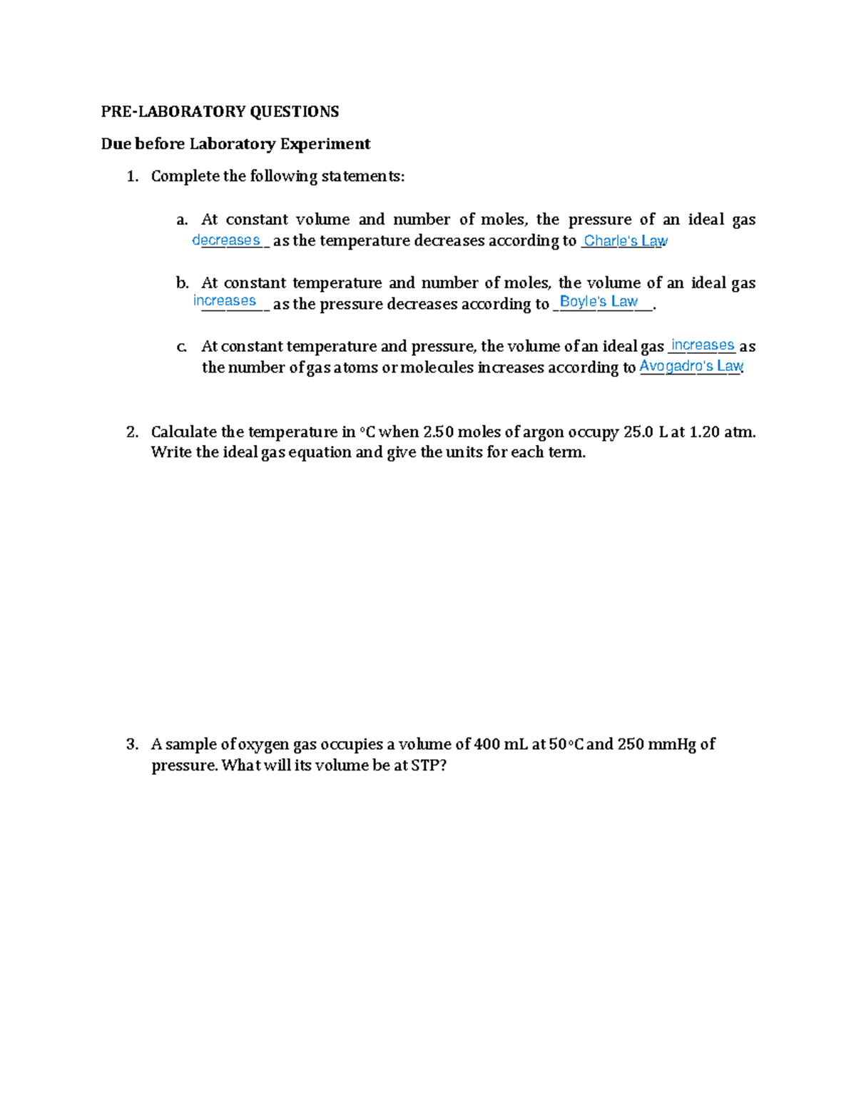 Pre-laboratory Questions 8-1 - PRE-LABORATORY QUESTIONS Due before ...
