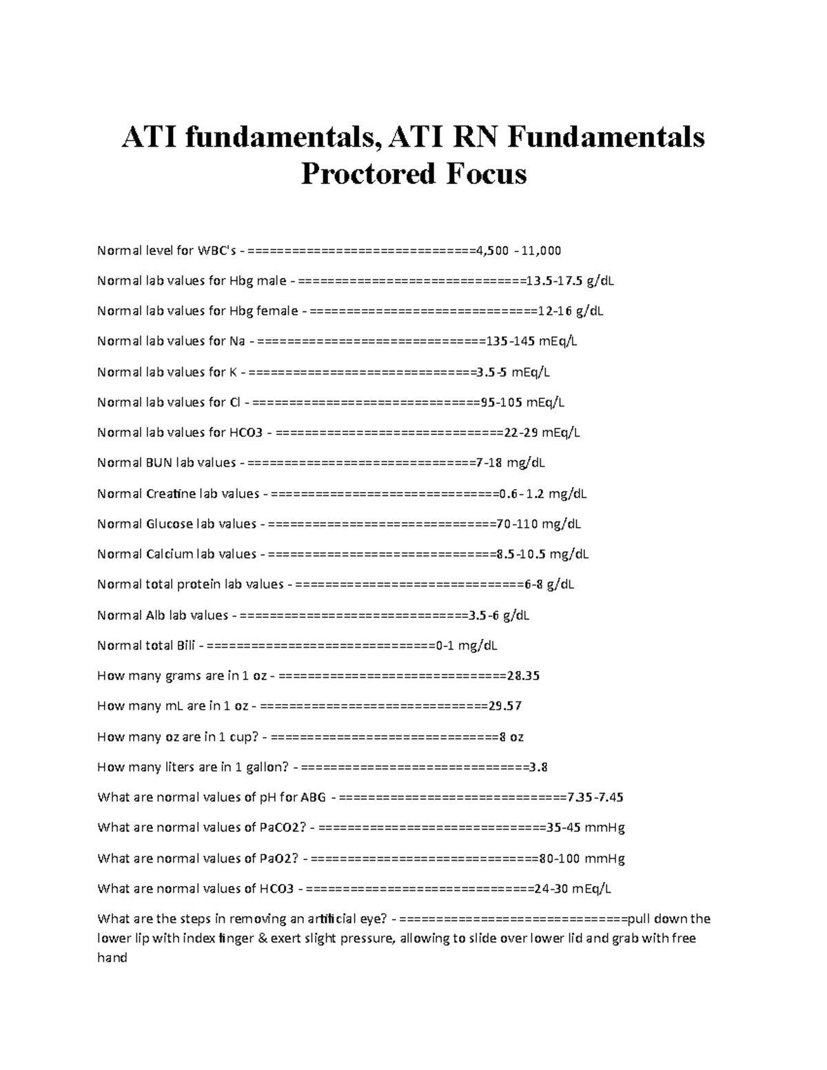 ATI fundamentals - nclex informational questions with answers - ATI ...