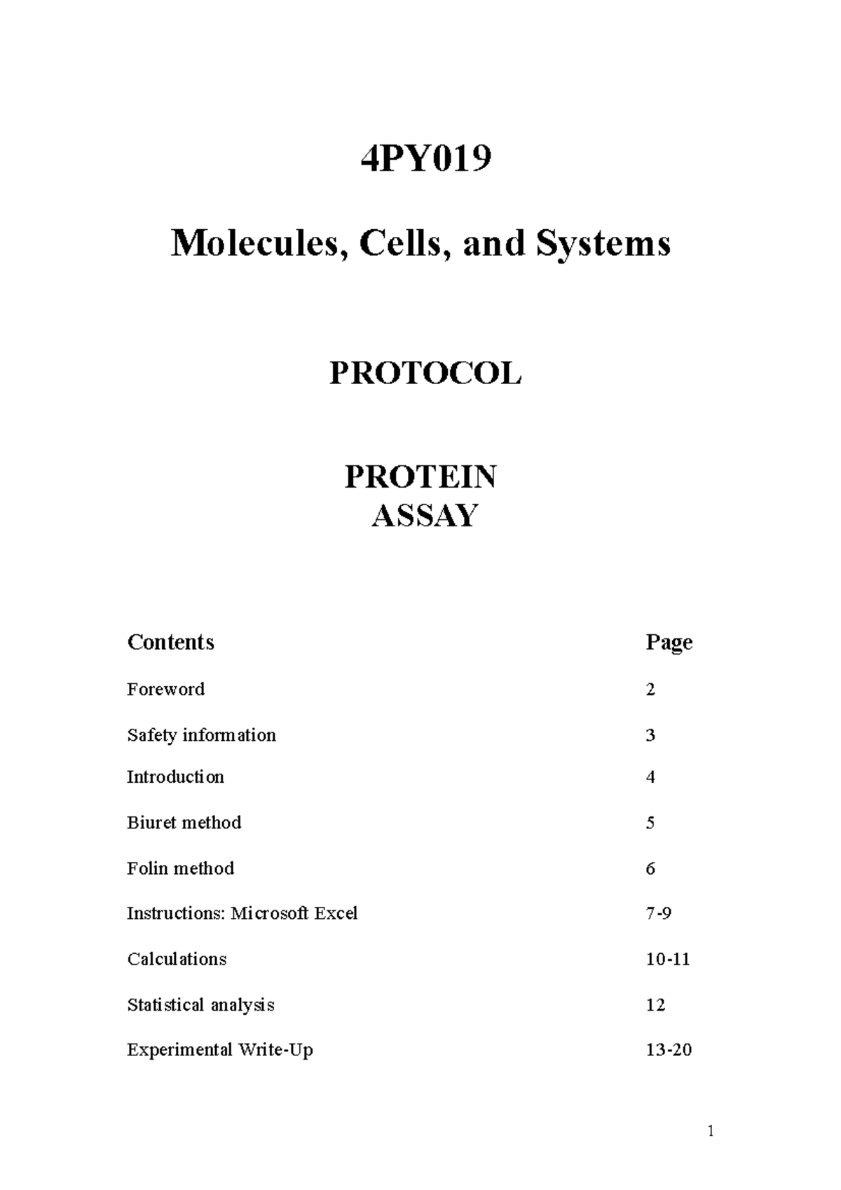 4PY019 MCS Protein Assay Protocol 2022 - 4PY Molecules, Cells, and ...
