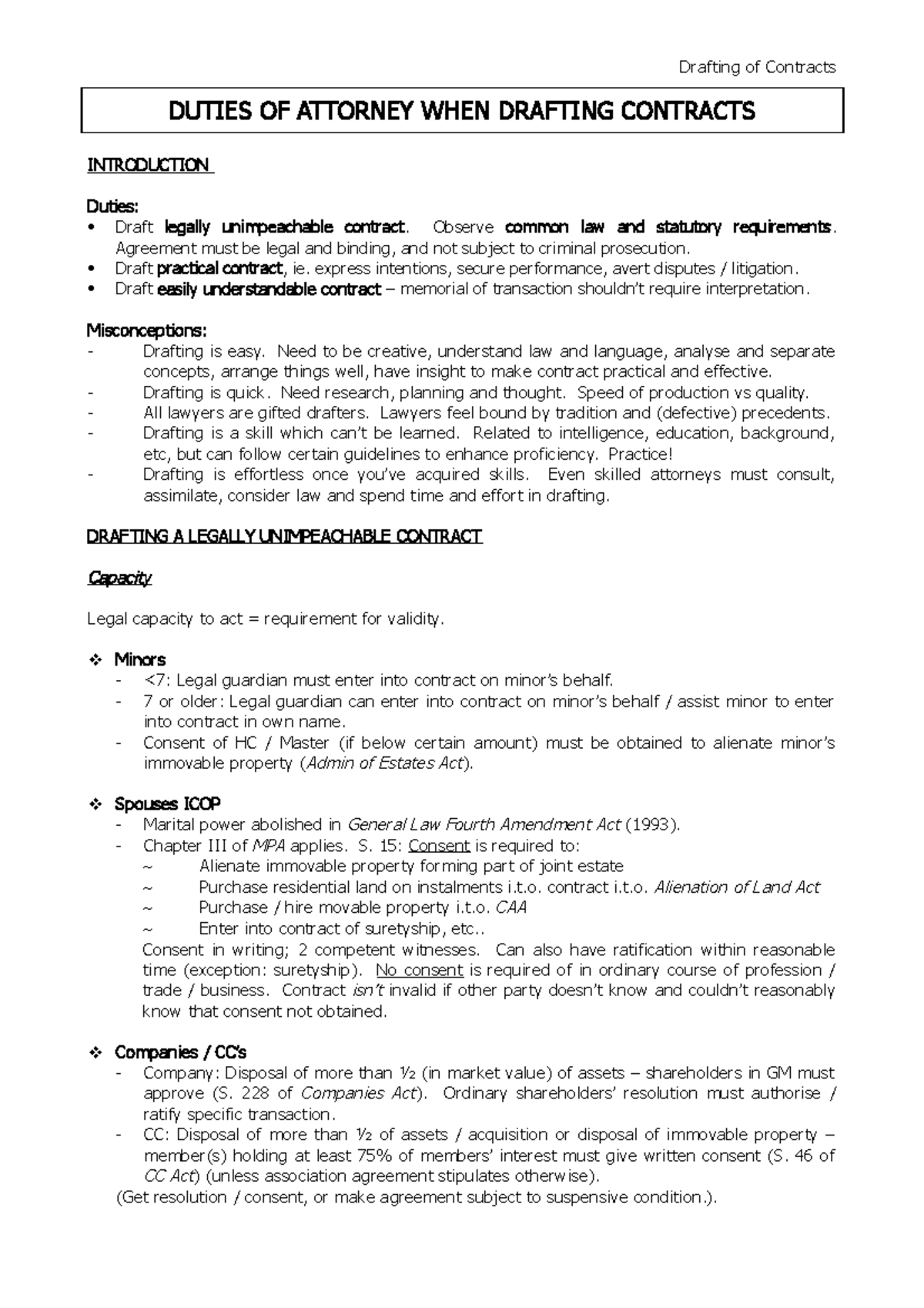 Draftingof Contracts for Law Students - DUTIES OF ATTORNEY WHEN ...