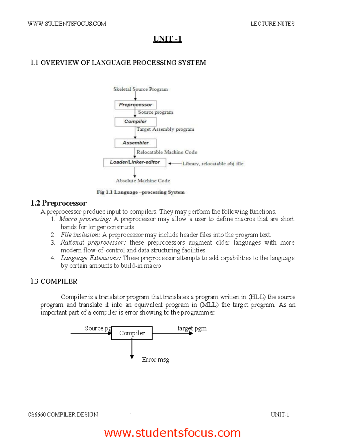 205641 2013 regulation - CS6660 COMPILER DESIGN ` UNIT- m UNIT - 1 ...