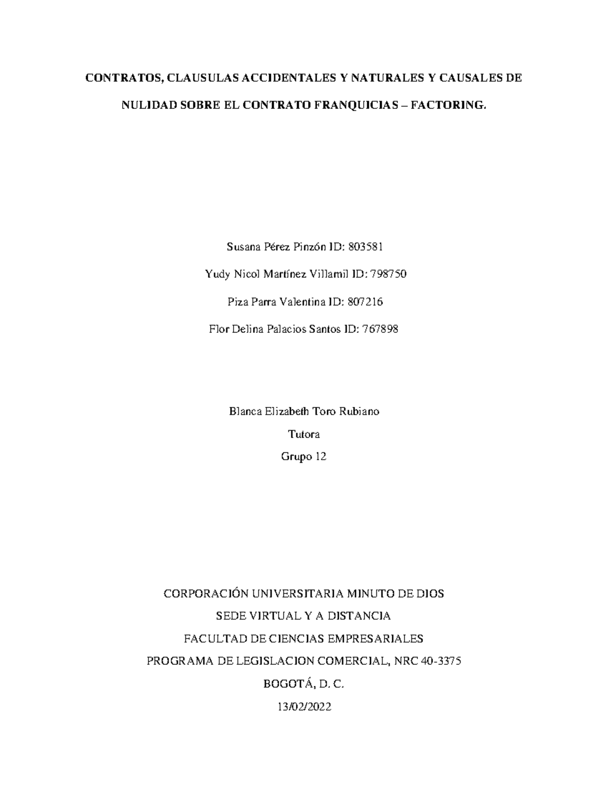 Contrato franquicias - factoring - CONTRATOS, CLAUSULAS ACCIDENTALES Y ...