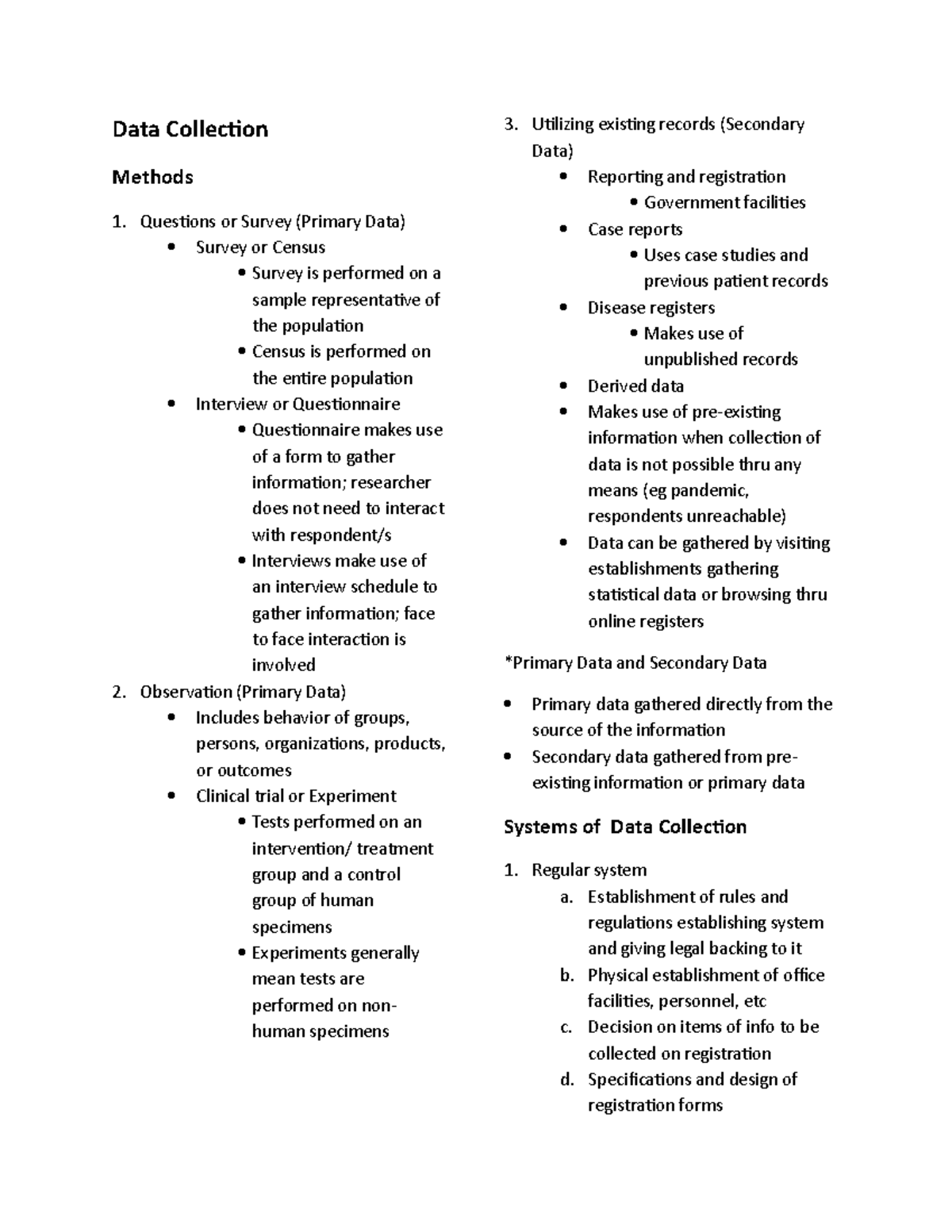 PMCH 01-29-2021 DATA Gathering AND Sampling Notes - Data Collection ...