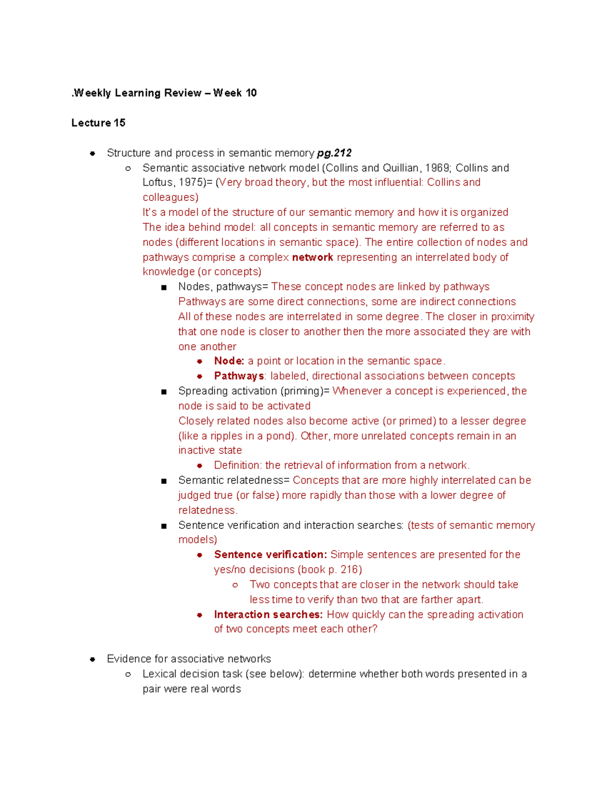 Weekly reviews 10, 11, 12 & 13 & 14 study guide - .Weekly Learning ...