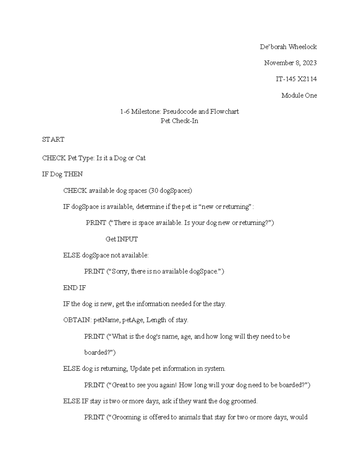 It 145 1-6 milestone - De’borah Wheelock November 8, 2023 IT-145 X ...