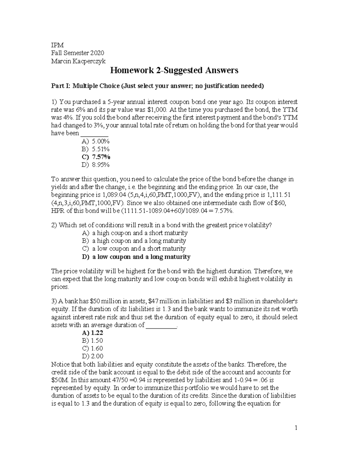IPM - Assignment #2 - Solutions - IPM Fall Semester 2020 Marcin ...