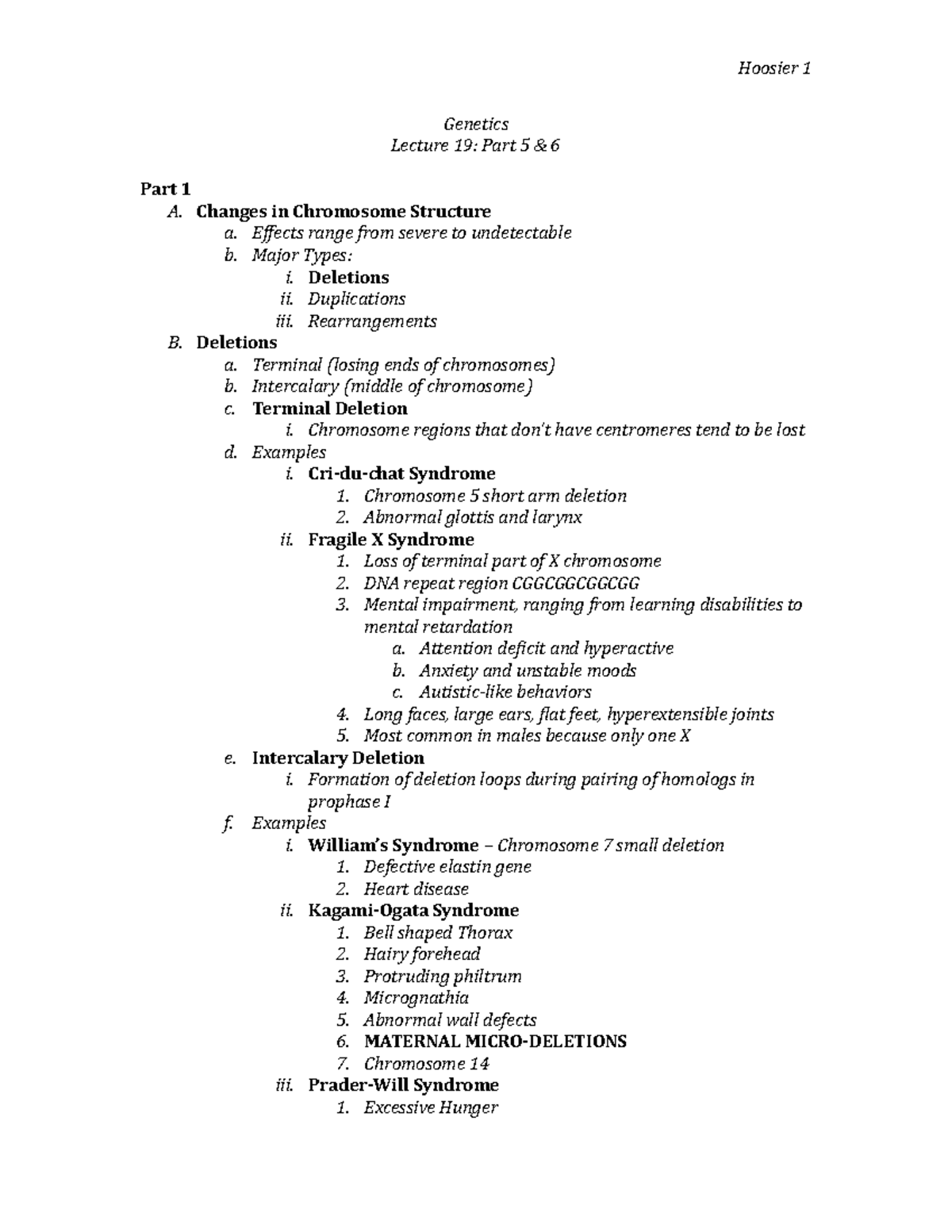 L19 – Chromosomes Part 5 & 6 - Hoosier 1 Genetics Lecture 19: Part 5 ...