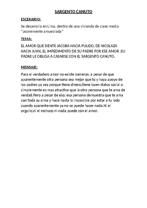 Argumento DE LA OBRA DEL Sargento Canuto - ARGUMENTO DE LA OBRA DEL ...