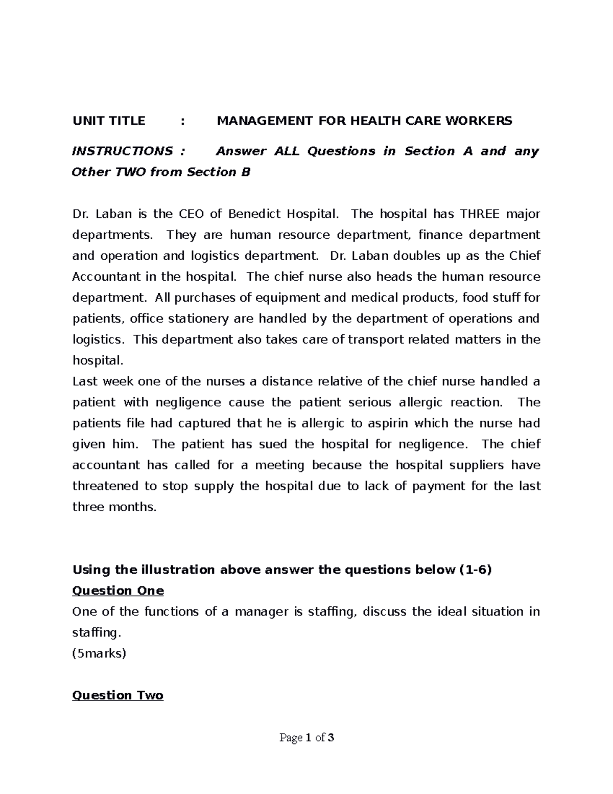 HSM upload - UNIT TITLE : MANAGEMENT FOR HEALTH CARE WORKERS ...