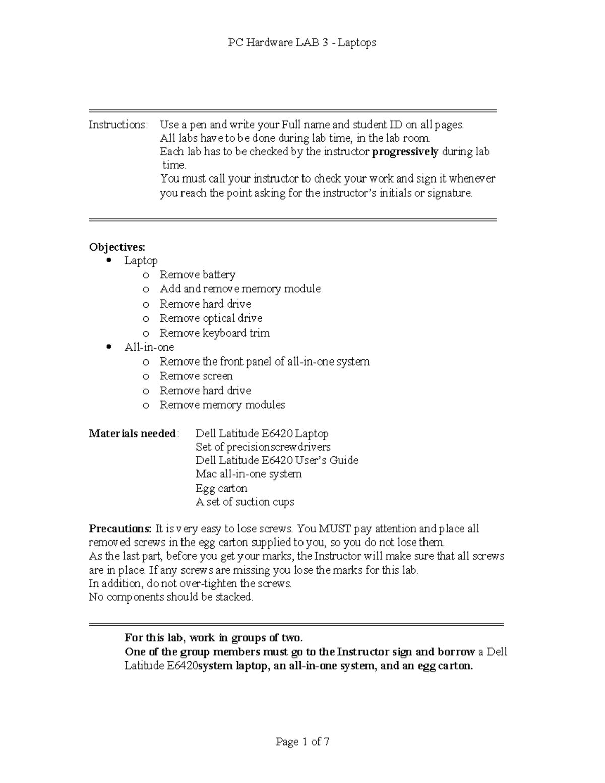 LAB 3 - Laptops and All-in-one
