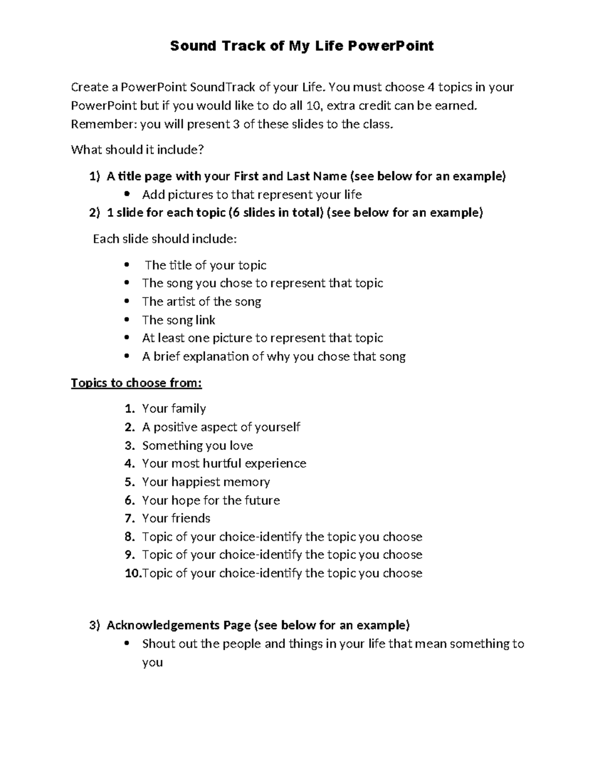 Sound Track of My Life Project - Sound Track of My Life PowerPoint ...