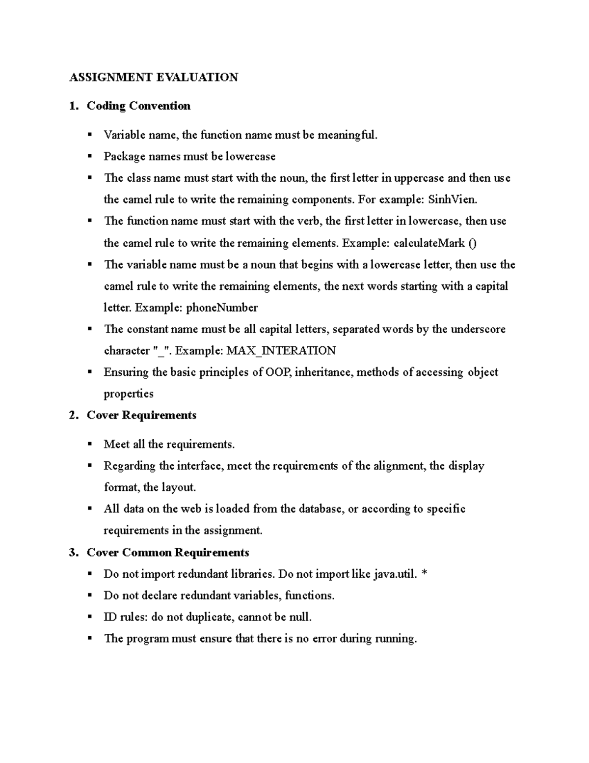 Policy Lab211 - ádassadfgfadsfgsdg - ASSIGNMENT EVALUATION Coding Convention Variable name, the ...