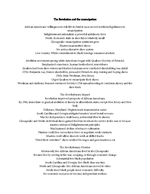 Free Black People of Antebellum Part 3 (study Guide) - African American ...