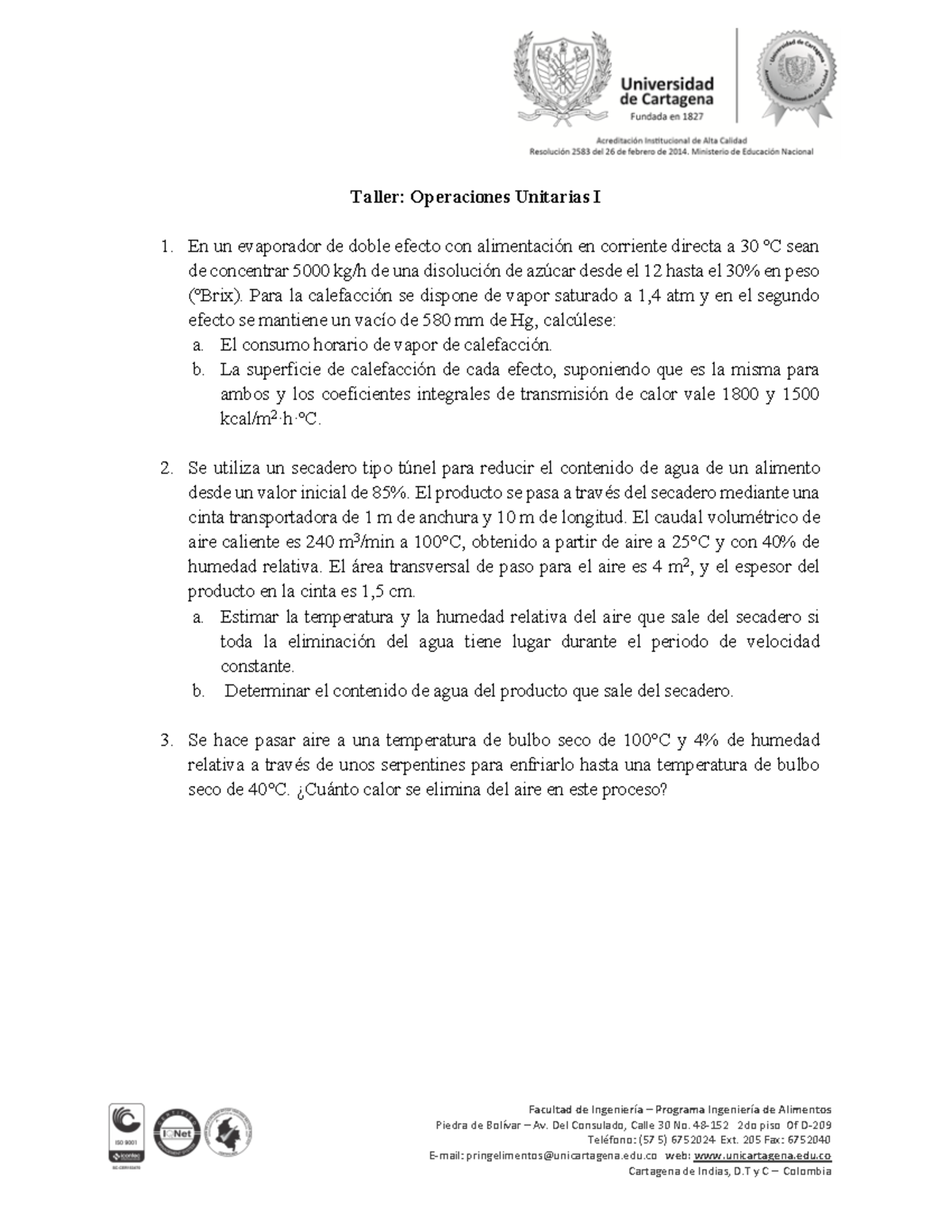 Taller Operaciones Unitarias I 5 - Warning: TT: undefined function: 32 Warning: TT: undefined ...