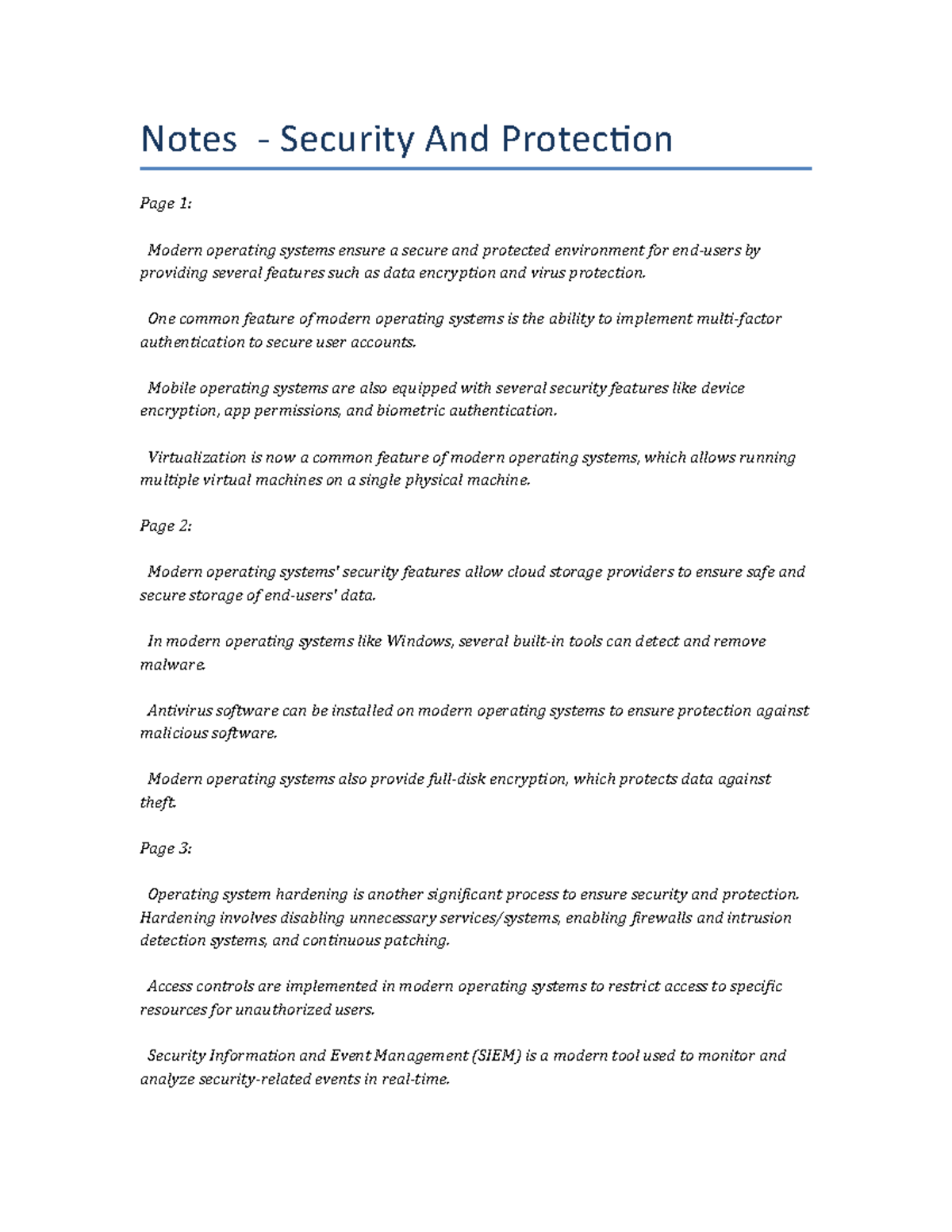 Lecture notes - Security And Protection - Notes - Security And ...