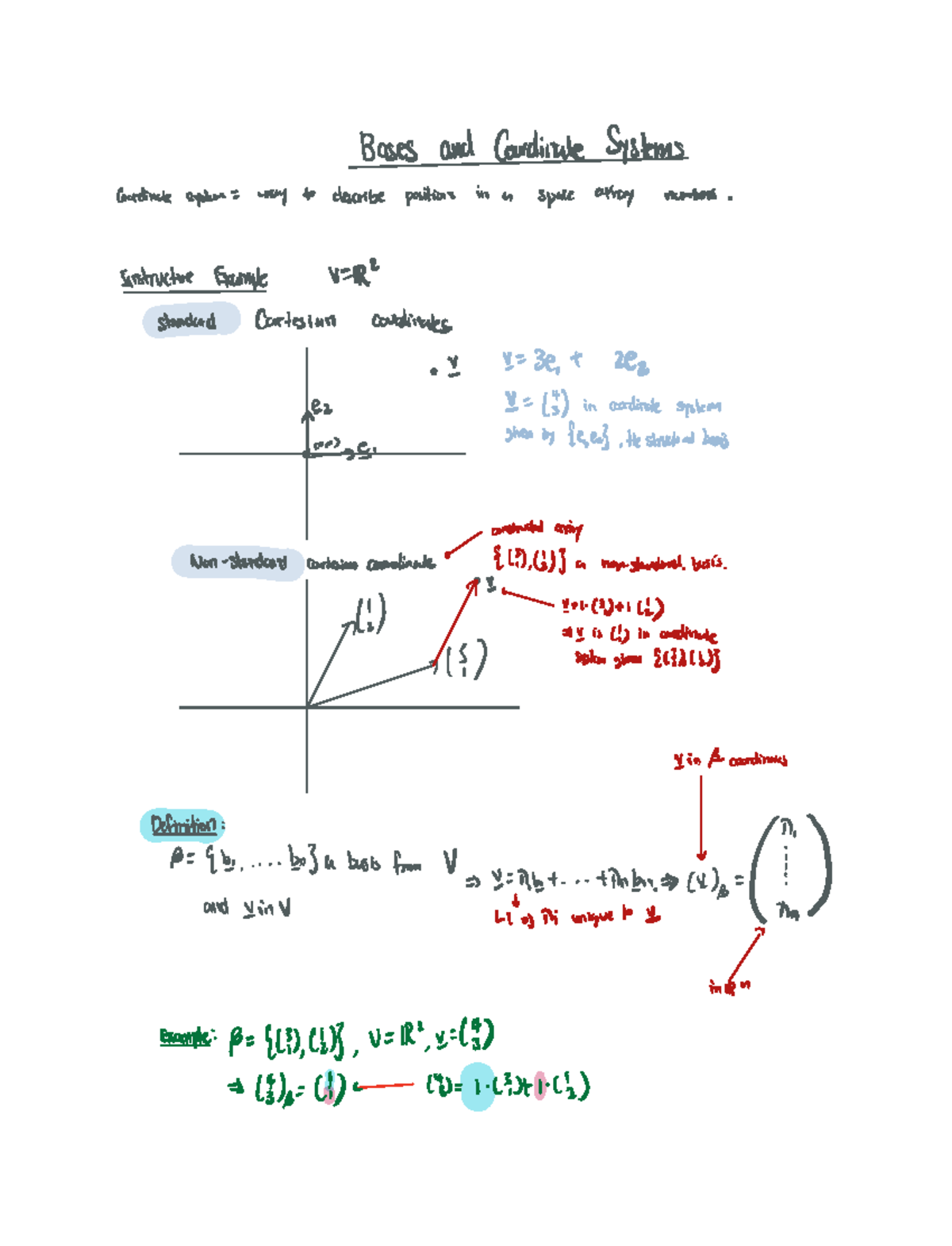 Bases and coordinate systems - Bases and Cardinale Systems Coordinate ...