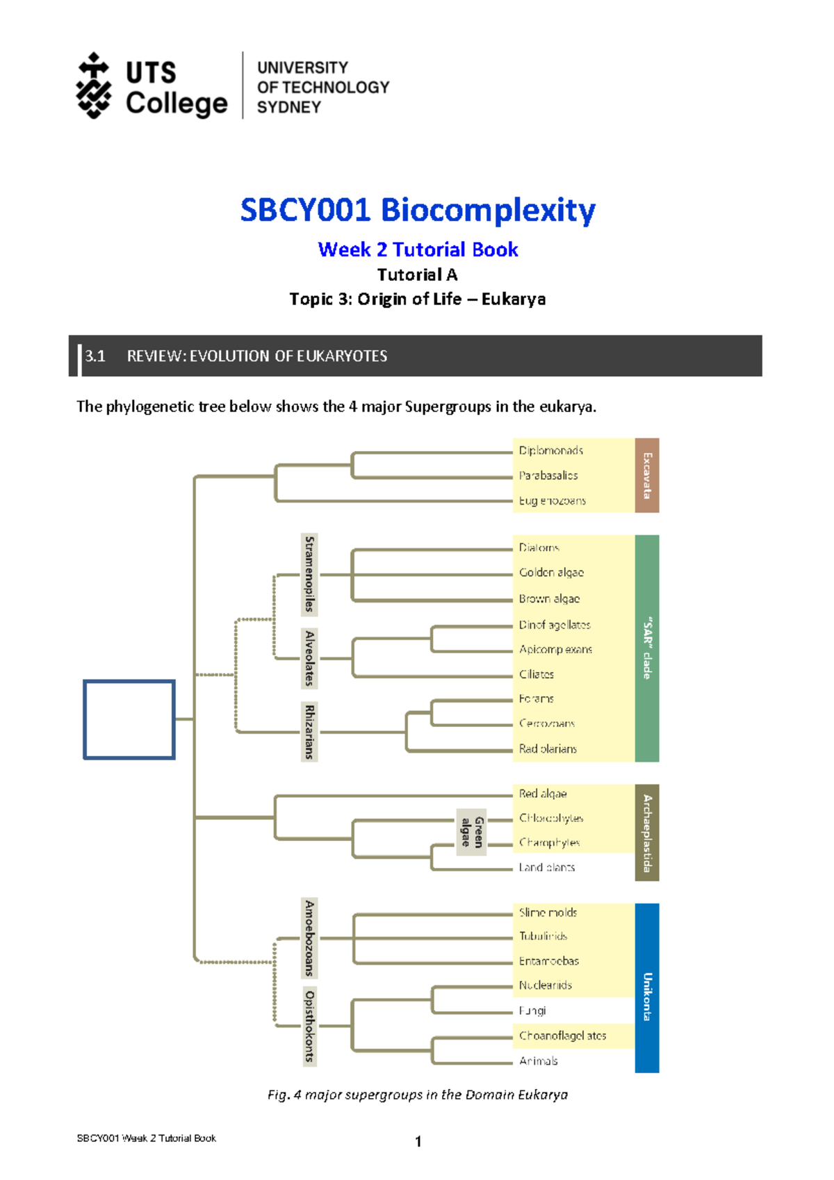 SBCY001 Week 2 Tutorial Book - SBCY001 Biocomplexity Week 2 Tutorial Book Tutorial A Topic 3 ...