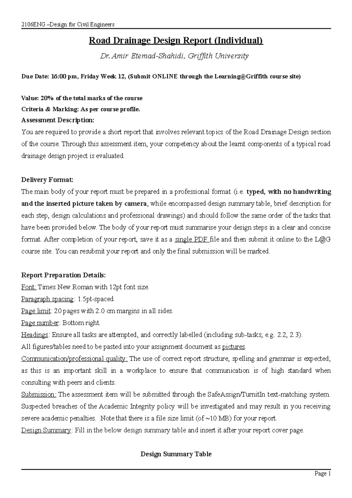 2106ENG-2018- Road Drainage report 9 - 2106ENG –Design for Civil ...