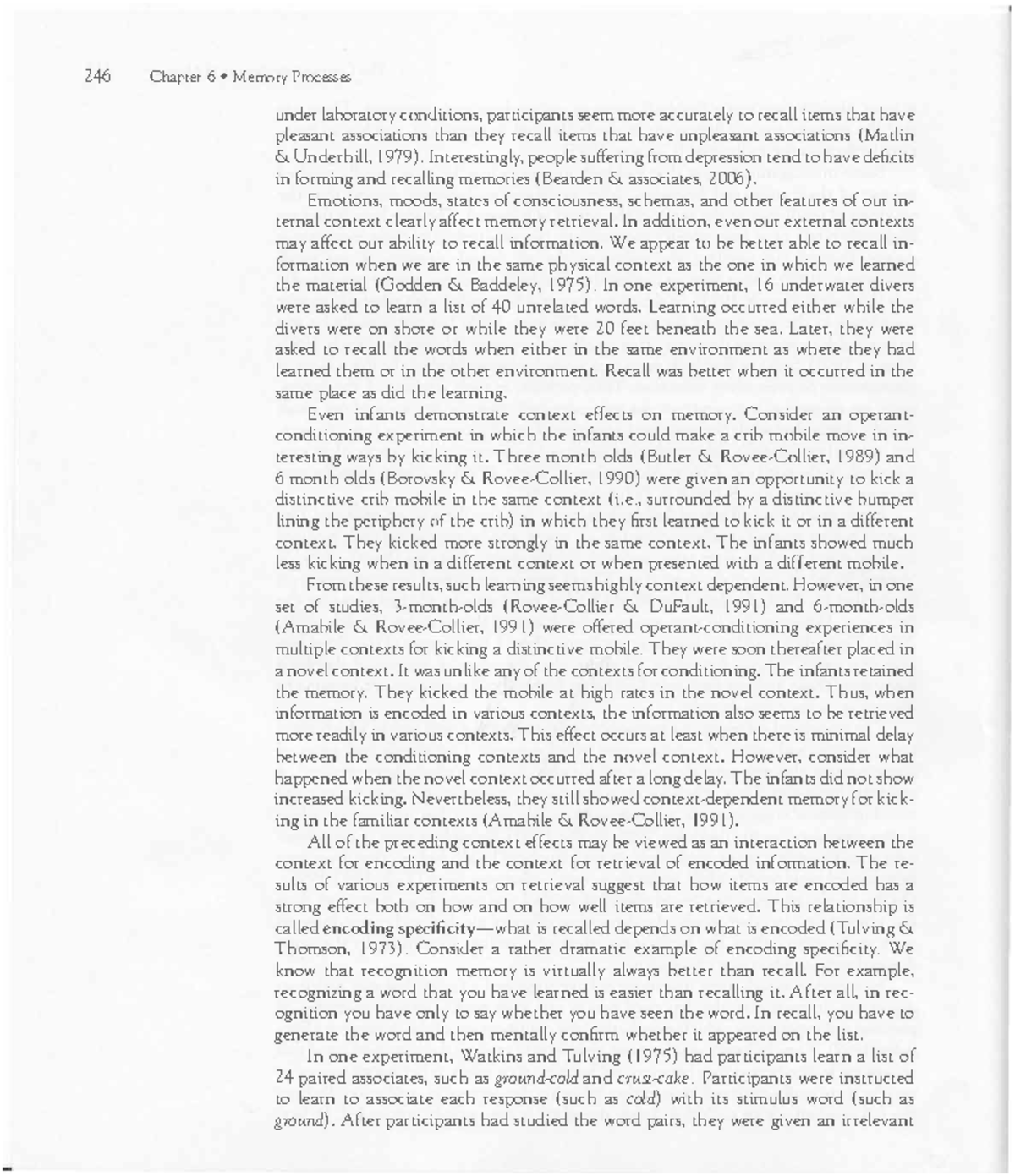 Psychology - Study Cognitive 29 - 246 Chapter 6 • Memory Processes under laboratory conditions ...