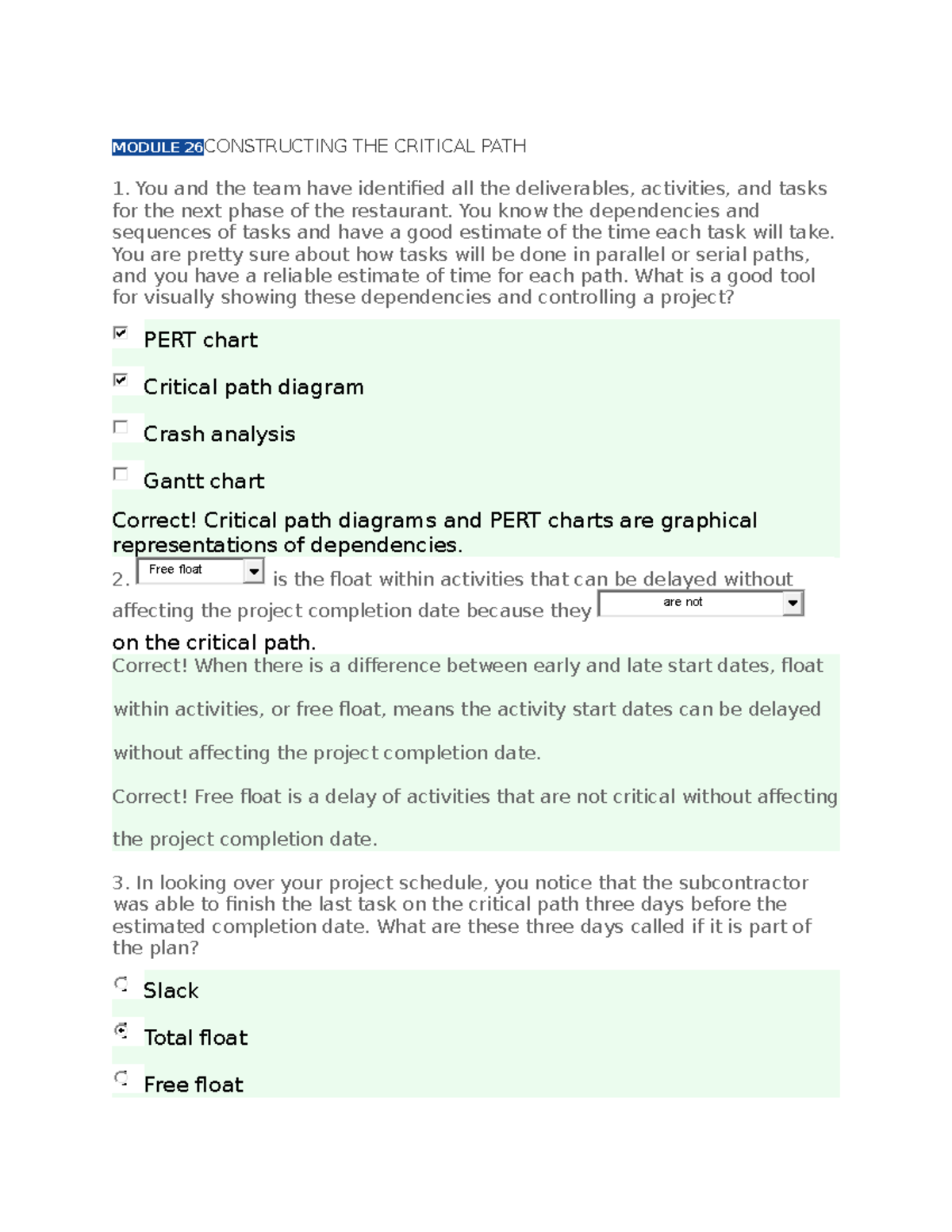 Module 26 Personal Practice - Constructing THE Critical PATH - MODULE ...