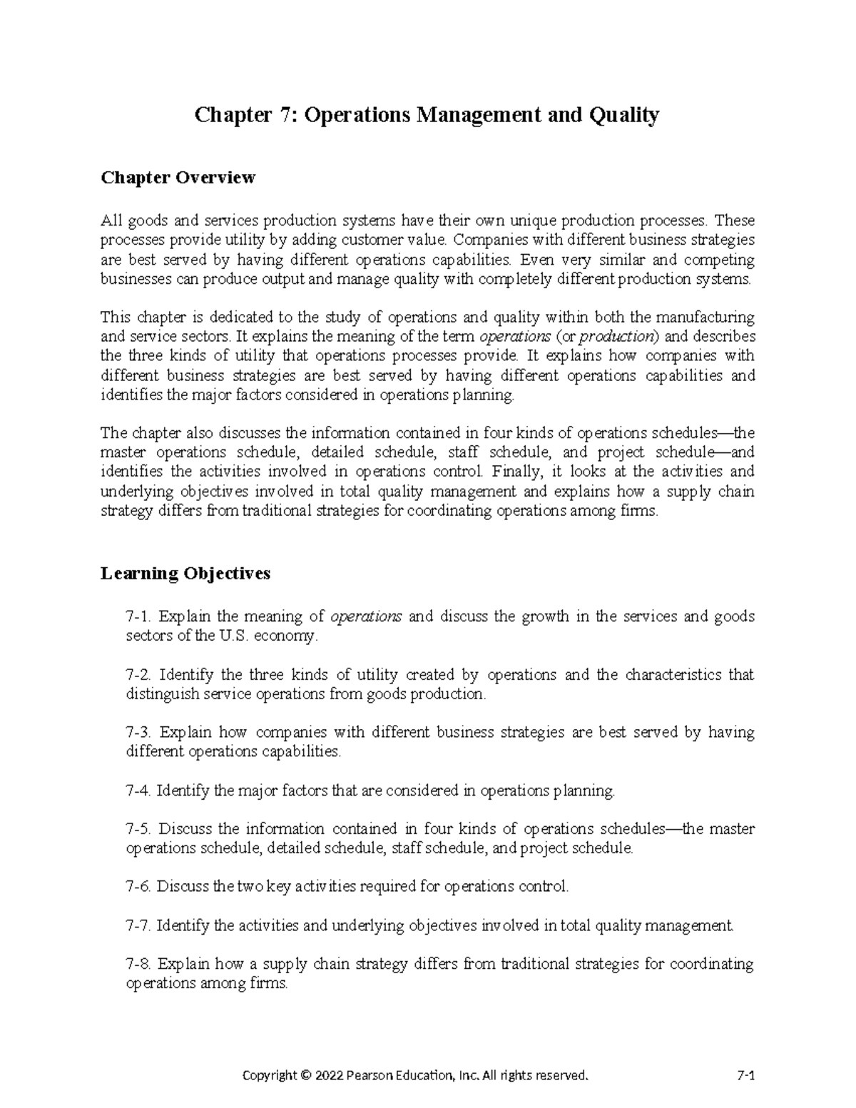 Chapter 7 - Business copy - Chapter 7: Operations Management and ...
