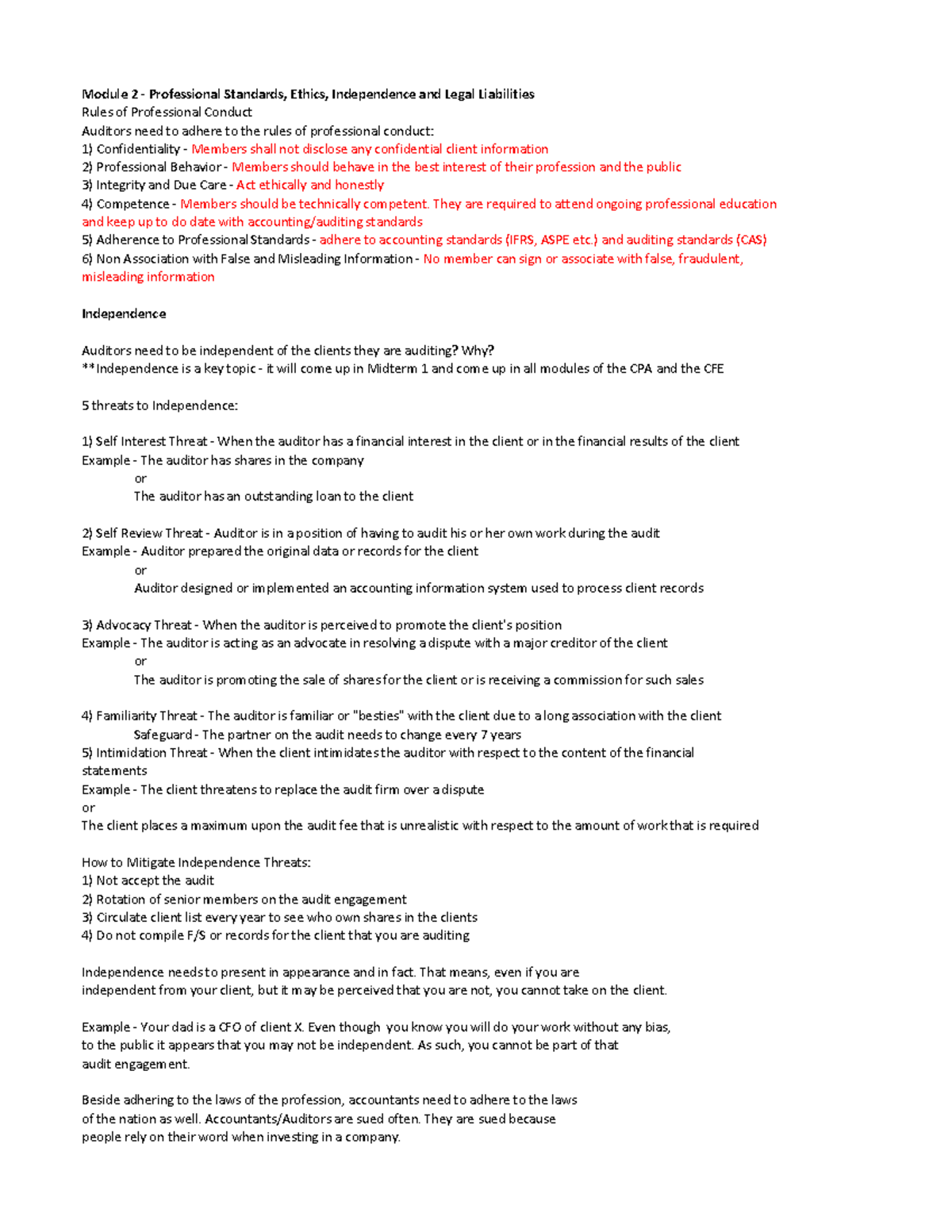 Module 2 notes - Ethics - Module 2 - Professional Standards, Ethics ...