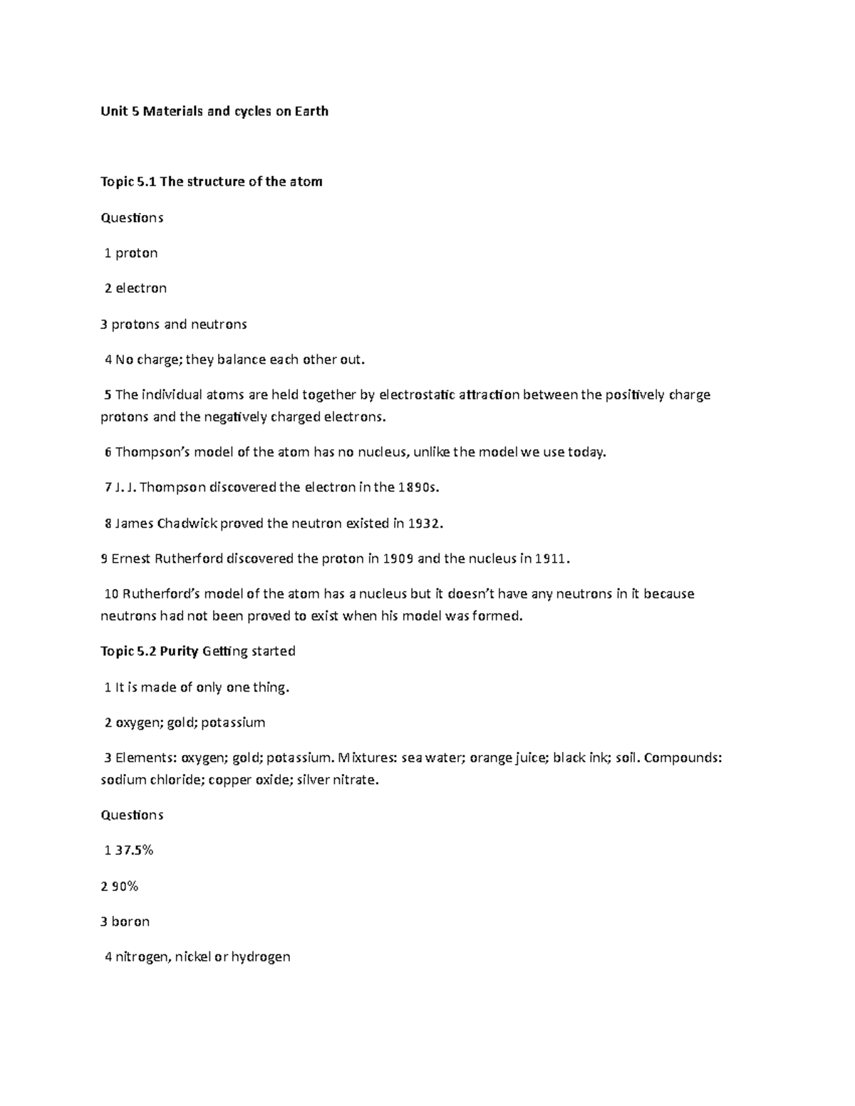 Grade 7 Science Chapter 5 Learners book answers - Unit 5 Materials and ...