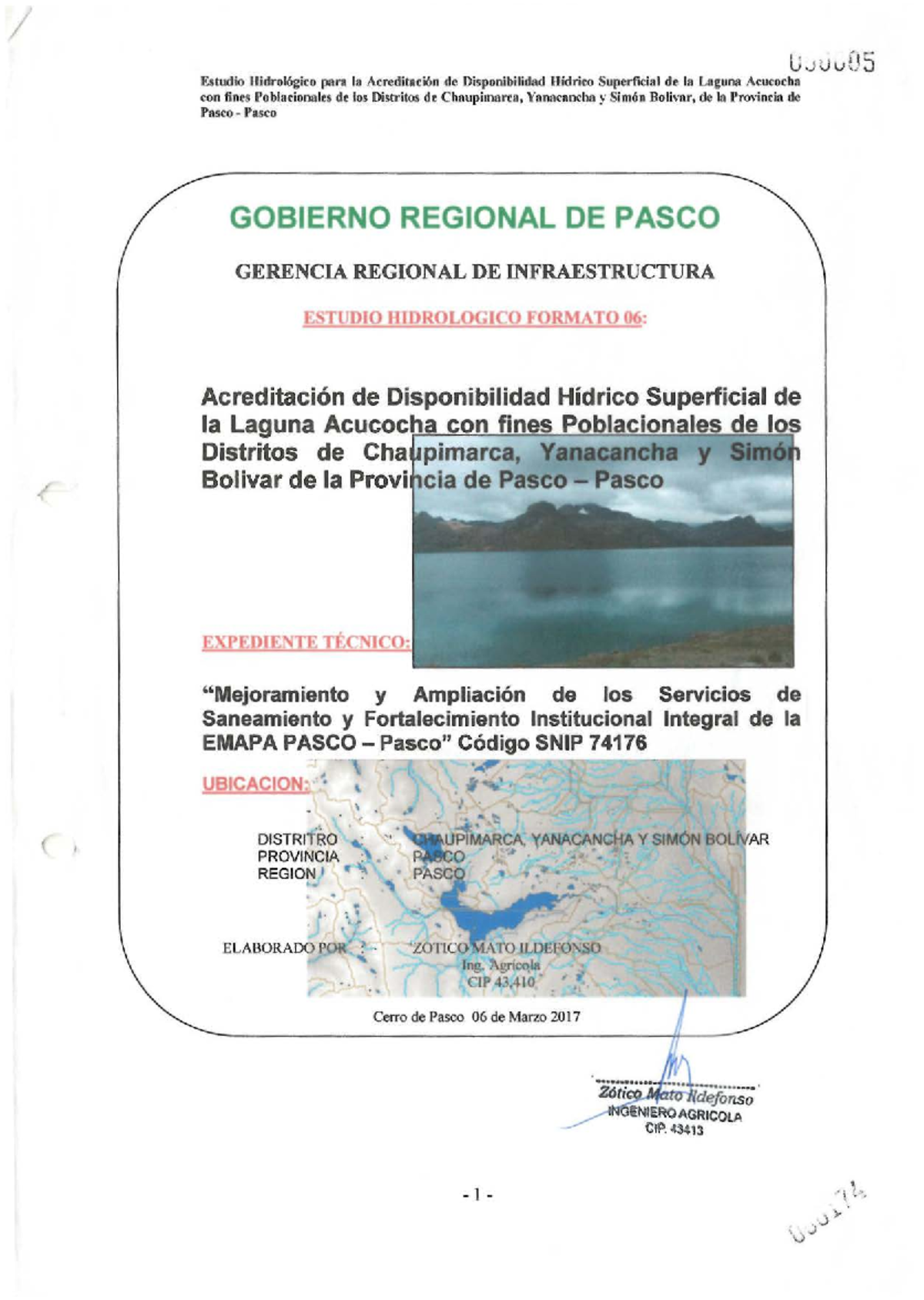 ANA0003839 1 - Jsjsje - / lí ,.HJ u (J 5 Estudio Hidrológico para la ...