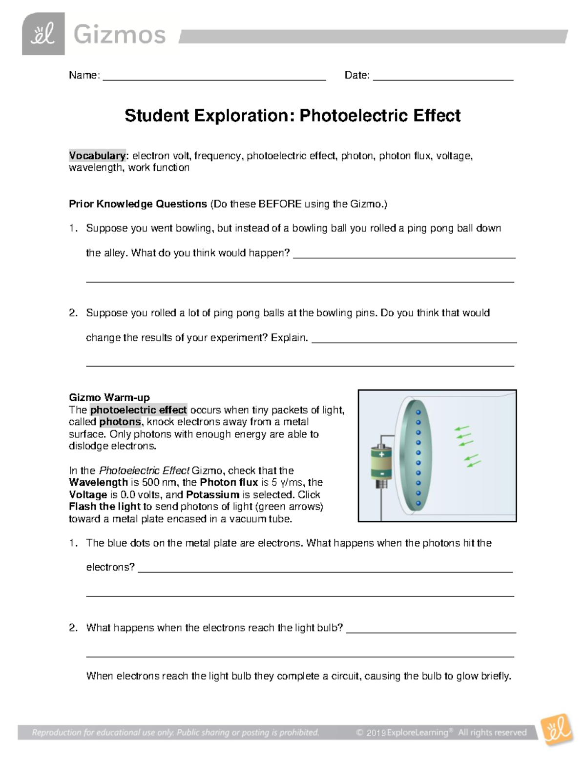Photoelectric Effect SE - Name ...