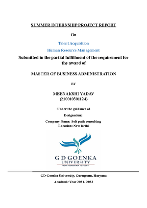 Jiyonwall report final - SUMMER INTERNSHIP PROJECT REPORT As ‘business ...