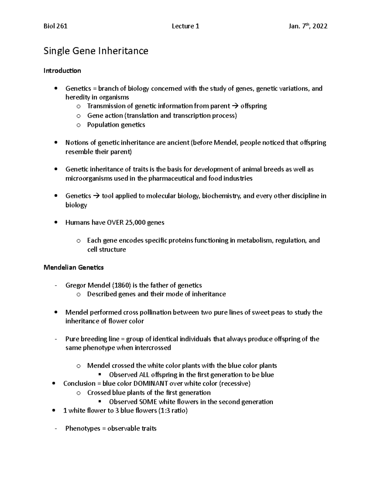 Lecture 1 Single Gene Inheritance - Single Gene Inheritance ...