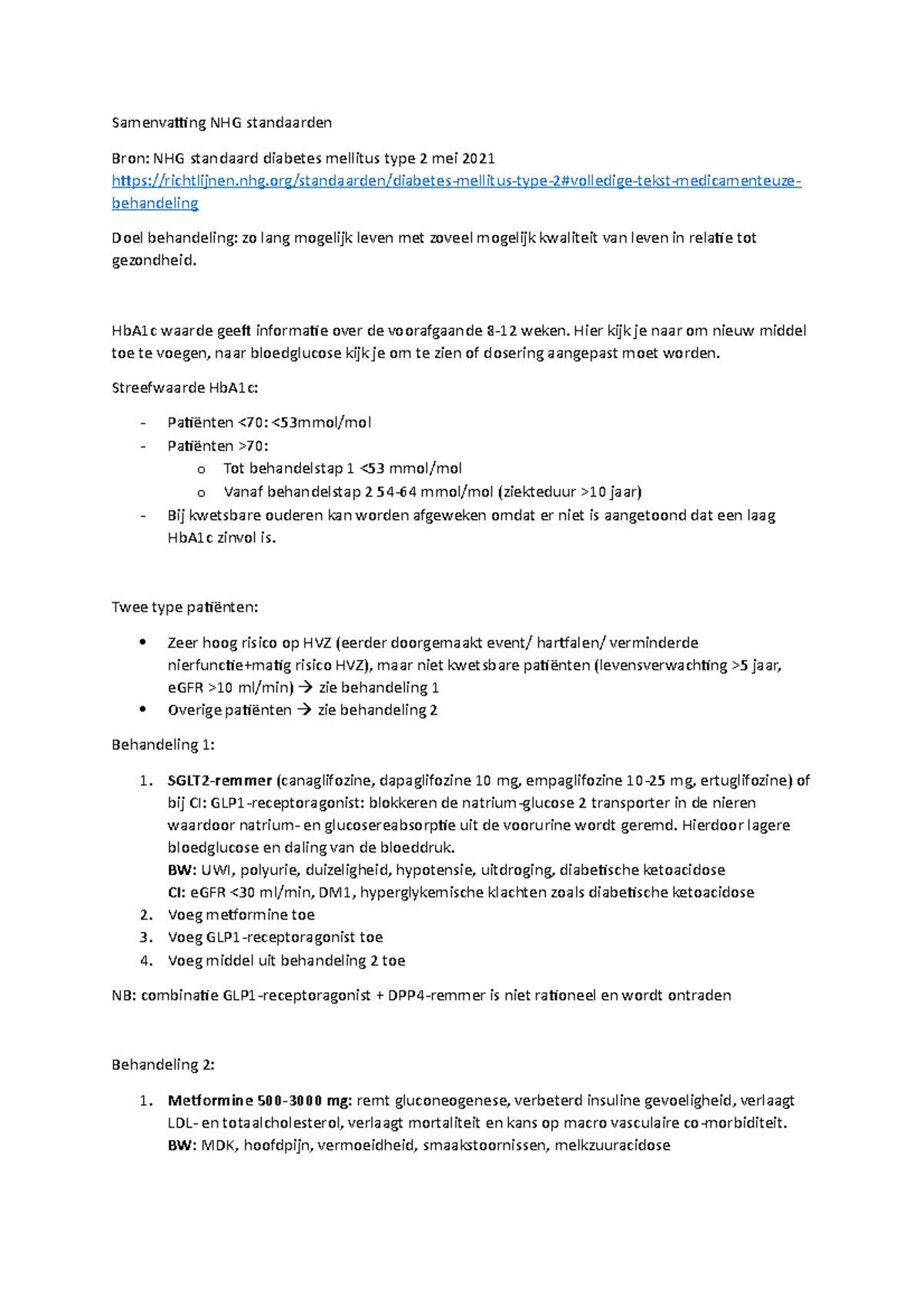 Samenvatting NHG standaarden - - Studeersnel