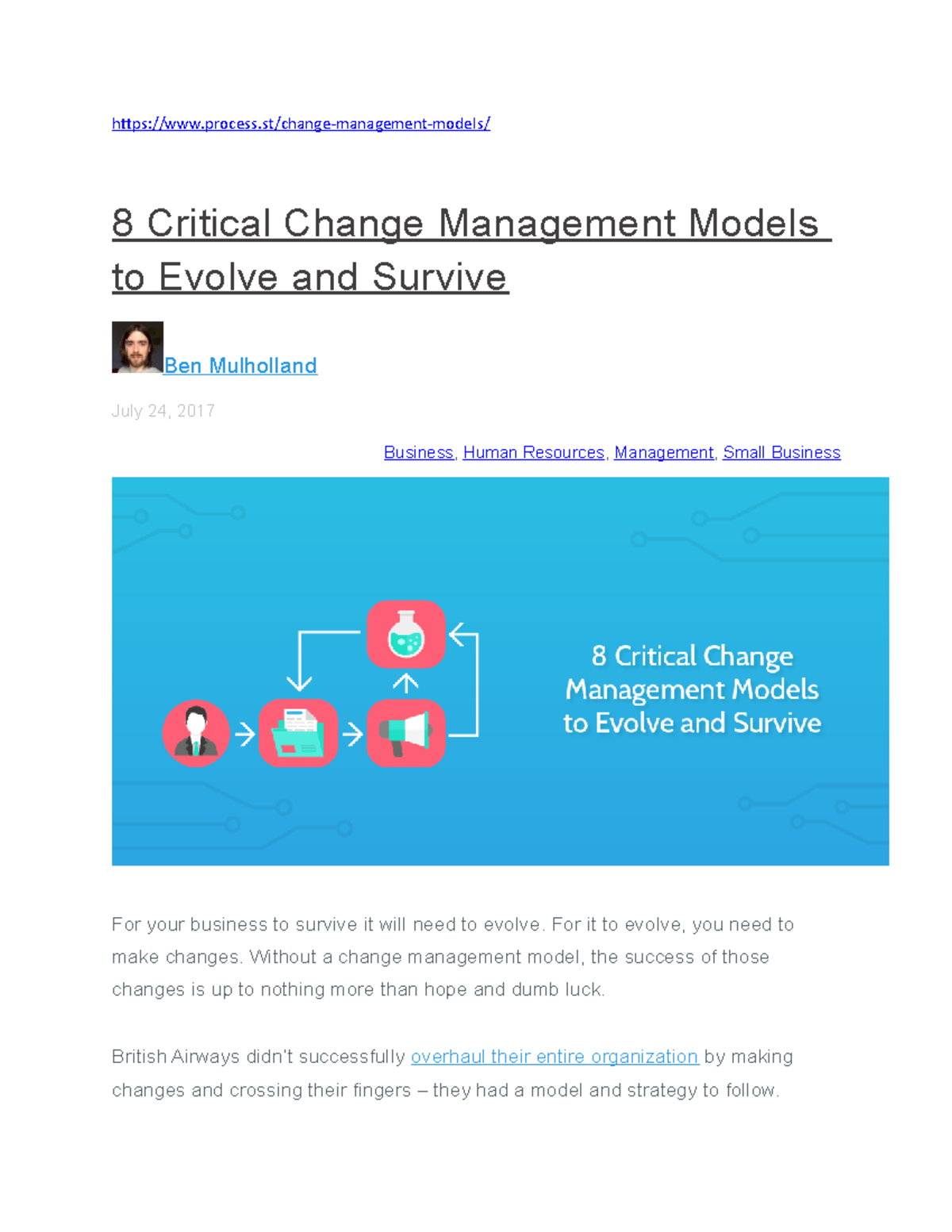 Report reference Organizational development - 8 Critical Change ...