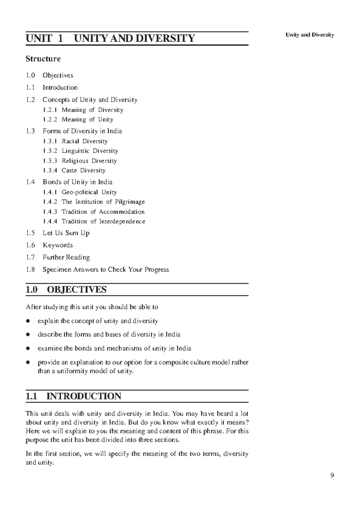 Unit-1-1 241106 084524 - Unity and Diversity UNIT 1 UNITY AND DIVERSITY ...