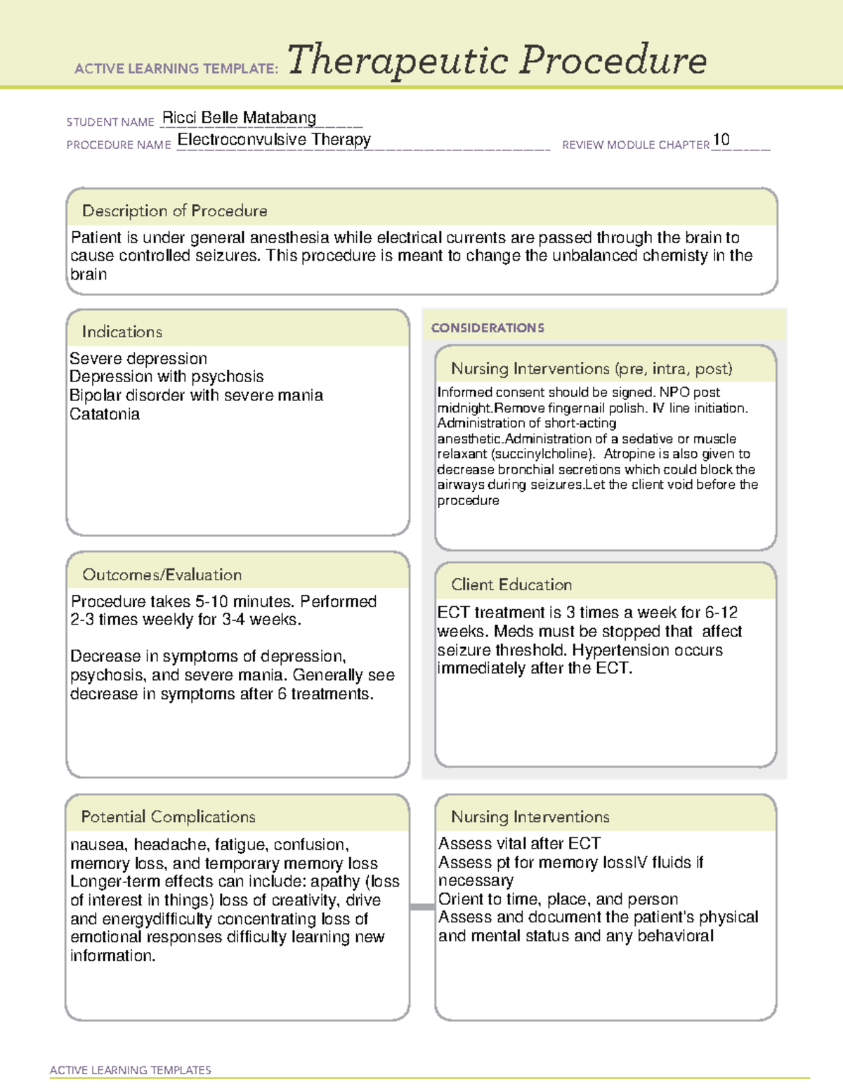 Focused review 1 - RN 212 - ACTIVE LEARNING TEMPLATES Therapeutic ...