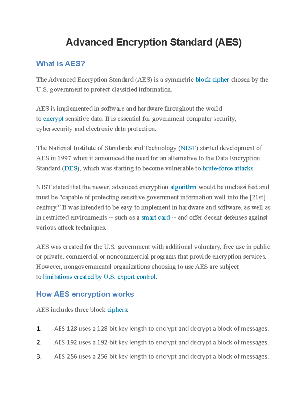 AES - Advanced encryption techniques - Advanced Encryption Standard ...