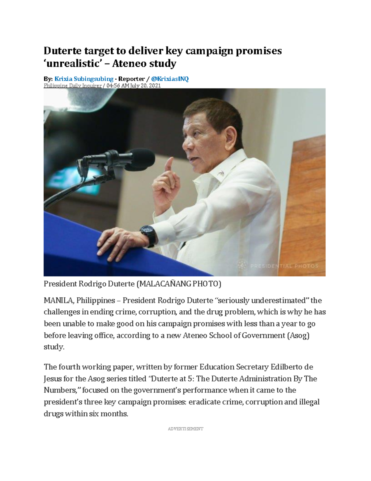 Duterte target to deliver key campaign promises - Duterte target to ...