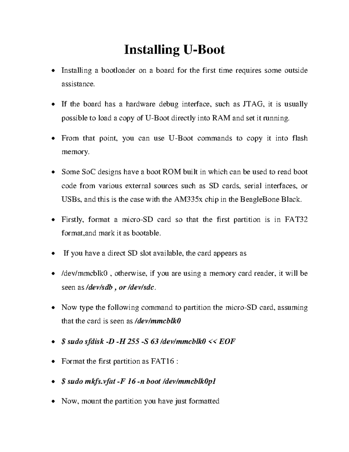 Installing U Boot Installing U Boot Installing A Bootloader On A Board For The First Time