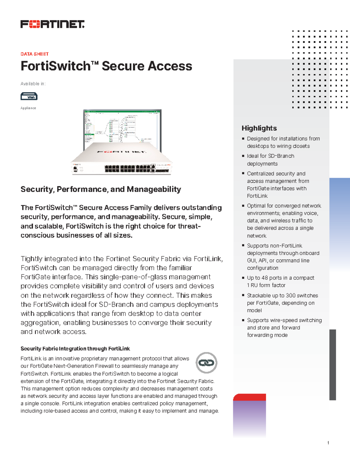 Forti Switch Secure Access Series - FortiSwitch™ Secure Access Security ...