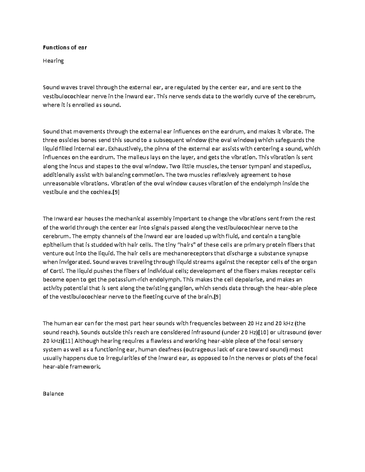 Functions of ear - Useful - Functions of ear Hearing Sound waves travel ...