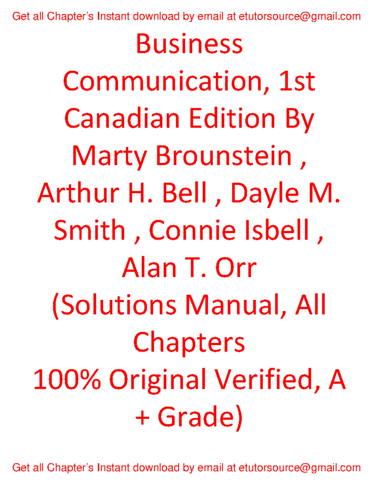 Solutions Manual For Business Communication, 1st Canadian Edition By ...