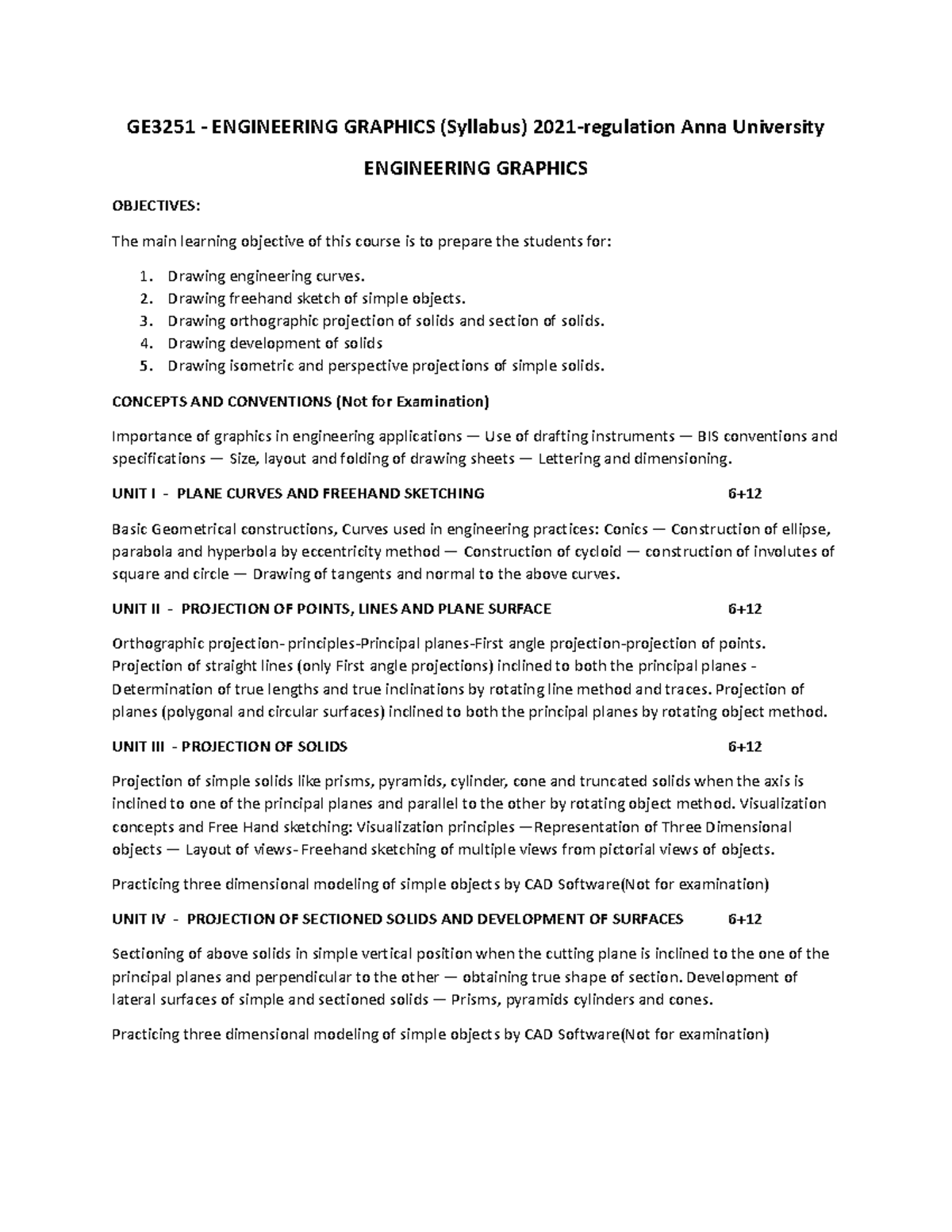 Grphic Engineering syllabus - GE3251 - ENGINEERING GRAPHICS (Syllabus ...