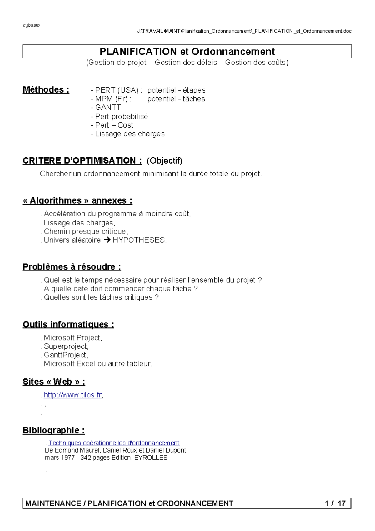 Planification et Ordonnancement-2 - - Studocu