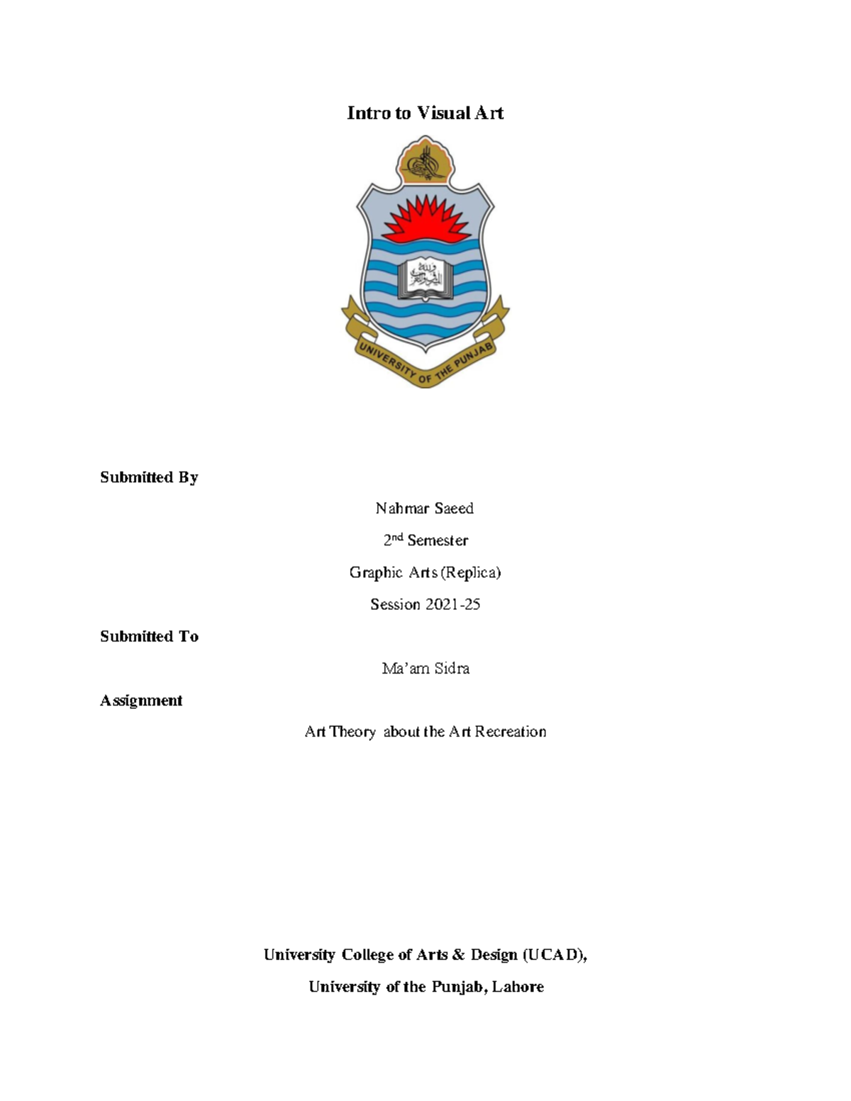 Remake of the artwork Visual Arts Nahmar - Intro to Visual Art ...